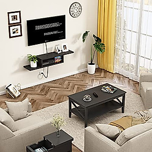 ChooChoo Floating TV Stand Shelf, Wall Mount Entertainment Center Media Console for Living Room, Bedroom, Black