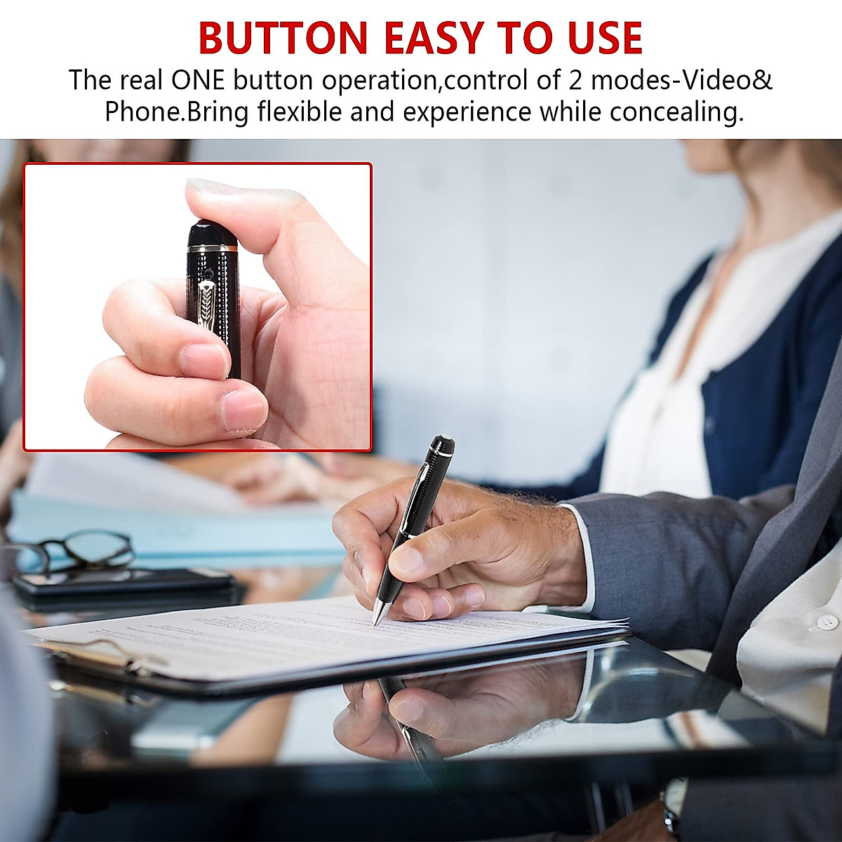 mom faves Hidden Spy Camera Pen, 1080P HD Body Cam with Loop Recording Portable Pocket Cam for Classroom Meetings Indoor/Outdoor