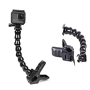 Gopro Accessories, Adjustable gooseneck Jaws Flex Fixture Bracket Compatible with GoPro Hero 11/10/9/8/ 7, Fusion, Hero (2018), 6, 5, 4, Session, 3 +, 3, 2, 1, Xiaomi Easy，DJI Osmo Camera