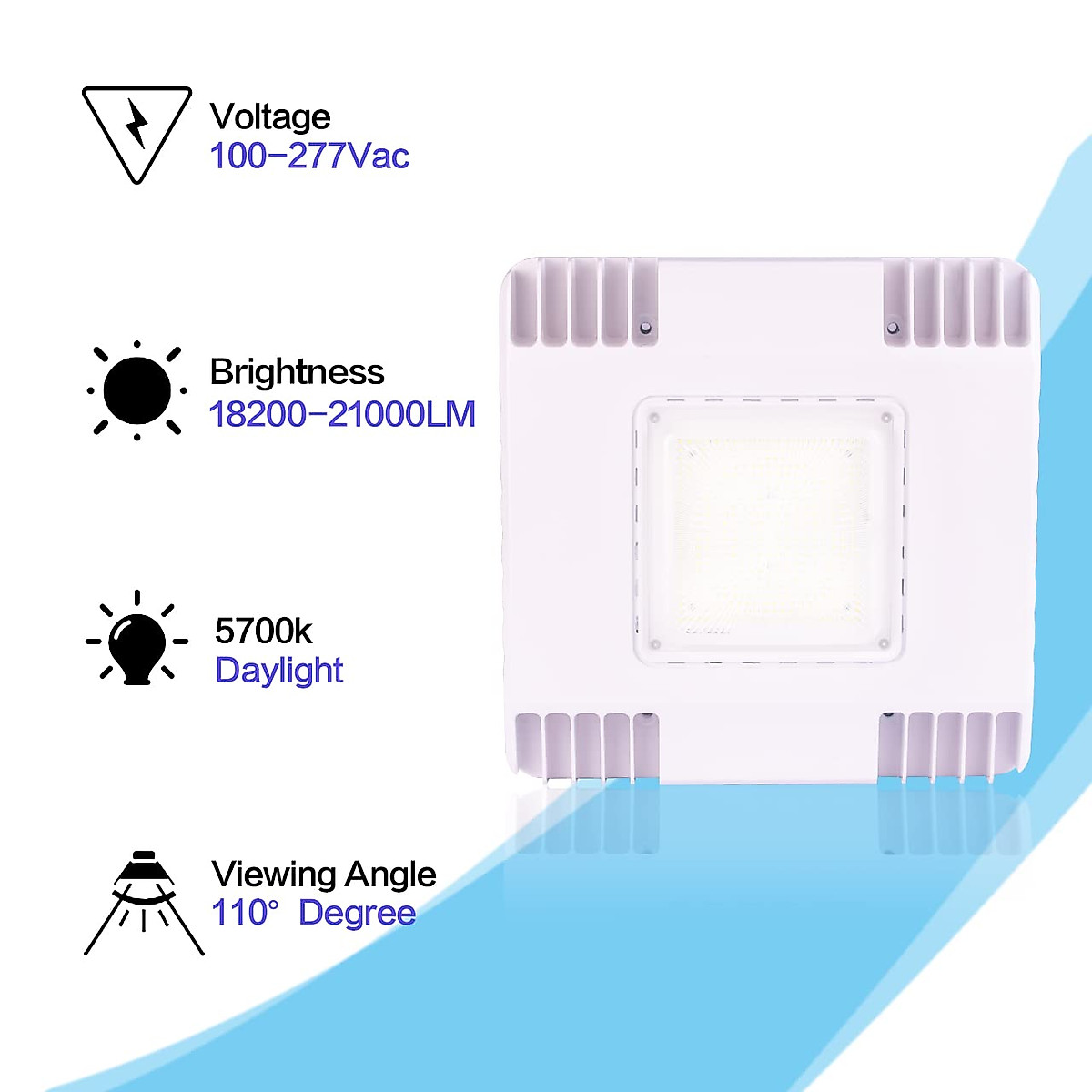 4 Pack HOLDWILL LED Canopy Lights 150w 21000lm 5700K 750W HID/MH Equivalent,Die Cast Aluminum Waterproof IP65 Daylight White Canopy for Outdoor Gas Station Warehouse Store Workshop Lighting