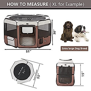 DONORO Dog Playpen 46" Portable Pet Play Pens for Small Medium Dogs, Cat Playpen Indoor/Outdoor with Carring Case, Removable Zipper Top and Bottom