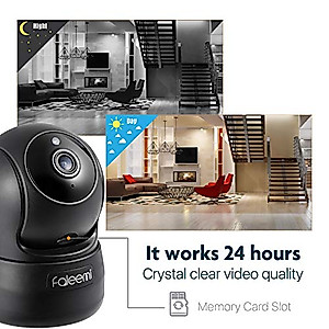 faleemi Wireless Security Camera, WiFi Pet Camera, Indoor Pan/Tilt Smart Security Camera with Cell Phone App, Night Vision, Motion Detection for Home/Office/Dog/Baby