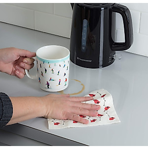 Abbott Collection 84-ASD-ABX-20 Cardinals Dish Cloths-Set of 2, Ivory and Red