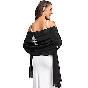 olyrjie Soft Chiffon Scarfs Shawls and Wraps for Evening Dresses Wedding Shawl Wraps Bridal Scarve for Women Black,one size