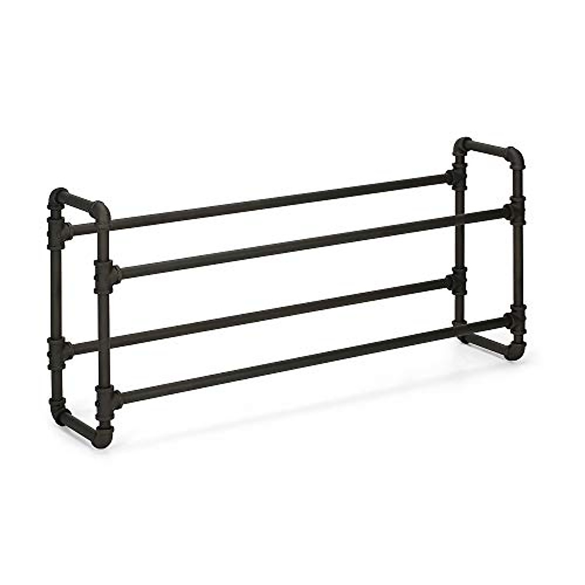 Real Home Innovations Modern Industrial Style 2 Tier Shoe Rack, 36" W x 8.2" d x 16" H, Satin Pewter