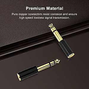 DIGITNOW 1/4'' Male to 1/8'' Female Stereo Audio Adapter Converter,Upgrade 6.35mm Jack Stereo Socket to 3.5mm Jack Stereo Plug for Guitar Headphones Amp, Pure Copper 2-Pack