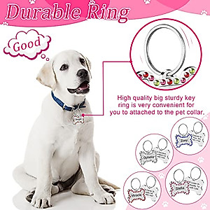 Natiform Engraved Pet Tag for Dogs and Cats, Two Sided Personalized ID Tag, Personalized with 4 Lines of Custom Engraved ID, Cute Glitter Pet Tag(White)