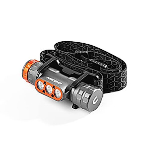 NEBO Transcend 1500 USB Rechargeable Headlamp for Camping, Hiking, Caving, Fishing, Waterproof Impact-resistant Bright Head Light with 5 Light Modes, Adjustable Headstrap, Gunmetal Gray