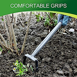 Walensee Mini Action Hoe for Weeding Stirrup Hoe Tools for Garden Hula-Ho with 14- Inch Scuffle Loop Hoe Gardening Weeder Cultivator, Sharp Durable Metal Handle Weeding Rake with Cushioned Grip, Grey