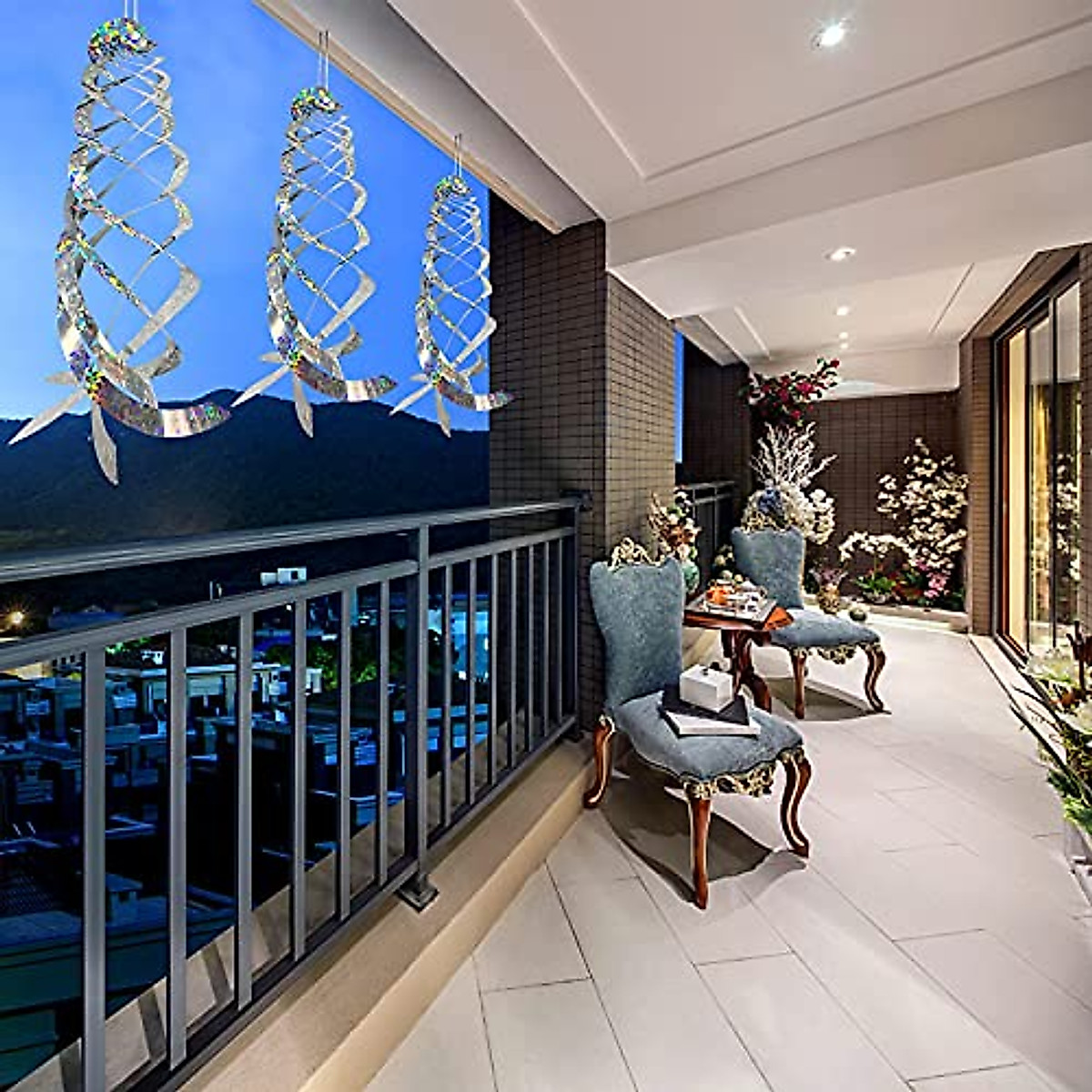 Sfcddtlg 4PCS Bird Repellent Spiral Reflectors-15.8 Inch Hanging Reflective Bird Deterrent Device for Drive Birds Woodpeckers Pigeons Geese Away from The House Garden Swimming Pool (4pcs)