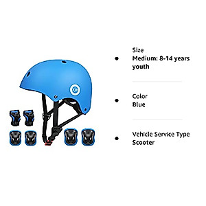 XJD Kids Bike Helmet,Multi-Sport Protective Gear Set for 3-5-8-14 Years Boys Girls with Knee and Elbow Pads Wrist Guards fit Roller Skates,Cycling,Skateboarding,Skating Scooter (Blue, Medium)