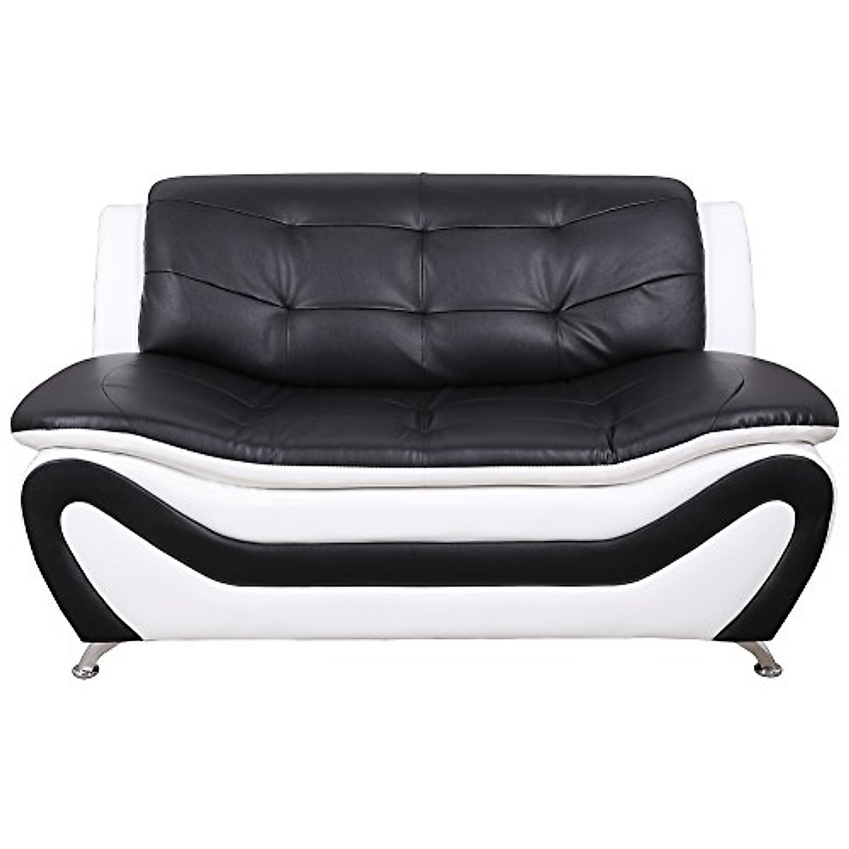 Beverly Fine Furniture 3 Piece Aldo Modern Sofa Set, Black/White