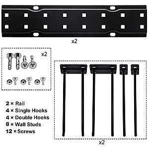 MSHALADE Garage Storage Organization Tool Rack,2 Pack Heavy Duty Garden Tool Organizer Wall Mount Garage Hooks, Space Saving Max 200 lbs Tool Hanger Yard Tool Rack