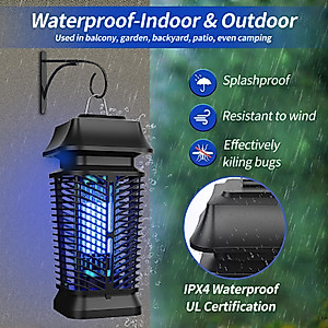 Bug Zapper Outdoor, 2024 Upgraded Mosquito Zapper for Indoors with Powerful 20W Bulb, 4200V Waterproof Fly Zapper,Electric Fly Traps Outdoor Mosquito Killer for Home,Backyard,Patio Yard,8.2Ft Cord