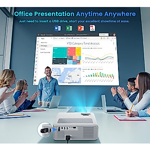 FANGOR 4K Supported Projector with 5G WiFi and Bluetooth - HD 900 ANSI 1080P Native Projector for Outdoor Movies, Home Video Projector with 4P Keystone 50% Zoom Supports TV Stick/Roku/Laptop/Phone