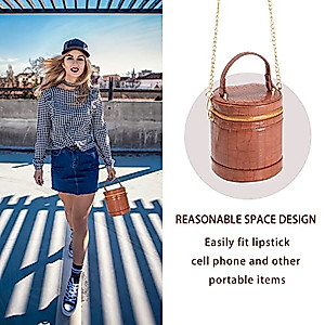 Hibala Womens Small Shoulder Bag Pu Leather Handbag Bucket Tote Hobo Handbag (Brown)