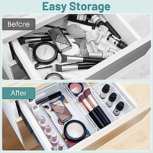 WOWBOX 21 PCS Clear Plastic Drawer Organizer Set, 4 Sizes Desk Drawer Divider Organizers and Storage Bins for Makeup, Jewelry, Gadgets for Kitchen, Bedroom, Bathroom, Office