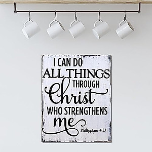 I can do All Things Through Christ who Strengthens me, Religious Wood Sign, Rustic Bible Verse Sign, Philippians 4:13
