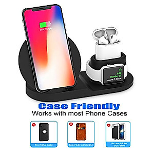 Wireless Charger, 3 in 1 Charging Station for Apple, Wireless Charging Stand Apple Watch Charger for Apple Watch and iPhone Airpod Compatible for iPhone X/XS/XR/Xs Max/8 Plus iWatch Airpods-Black