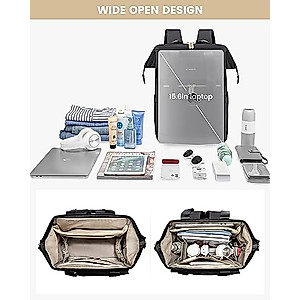 LOVEVOOK Laptop Backpack for Women Men, 15.6 Inch Work Backpacks Purse with USB Port, Waterproof Nurse Teacher Bag, Wide Open Business Travel Computer Backpack, Convertible College Tote Daypack