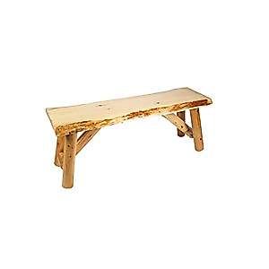 SRL Rustic Logwerks Indoor Bench — Pine & Cedar Wood Bench — Front Porch Decor — Live Edge Small Bench for Entryway, Garden & More — Handcrafted Wooden Bench — Rustic Furniture (48”, Unfinished)