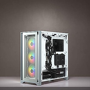 CORSAIR iCUE 4000X RGB Tempered Glass Mid-Tower ATX PC Case - 3X SP120 RGB Elite Fans - iCUE Lighting Node CORE Controller - High Airflow - White