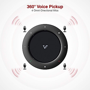 AV Access USB/Bluetooth Speakerphone Full-Duplex Audio, 4 AI Mics Beamforming, 8 Meter 360°Voice Pickup, Loud & Clear, Echo Cancellation, for Skype Zoom Conference Calls