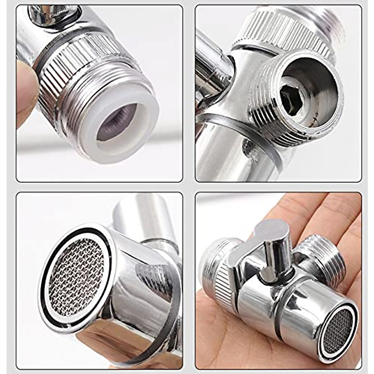Brass Faucet Diverter Valve Adapter, Swich Faucet Adapter Aerator Valve Diverter to Connect Washing Machine, Shower Garden Hose (NPT M24mm Inlet x Quick Connector Outlet)