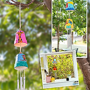 ROMI'S WAY 2-Pack Make Your Own Wind Chime Kit - Larger Bells, Stencils and Beads, Arts and Crafts for Kids Ages 8-12, 6-8 - DIY Craft Kit for Girls & Boys - Unique Art Gifts for Christmas, Birthday