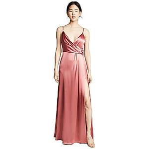 Jill Jill Stuart Women's Satin Wrap Slip Dress, Rosewood, 8