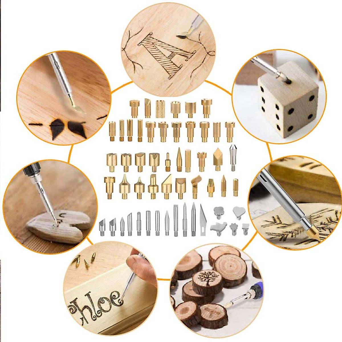 Wood Burning Kit, Wood Burning Tool Adjustable Temperature Woodburning Pyrography Pen Kit for Adults 46 Pcs