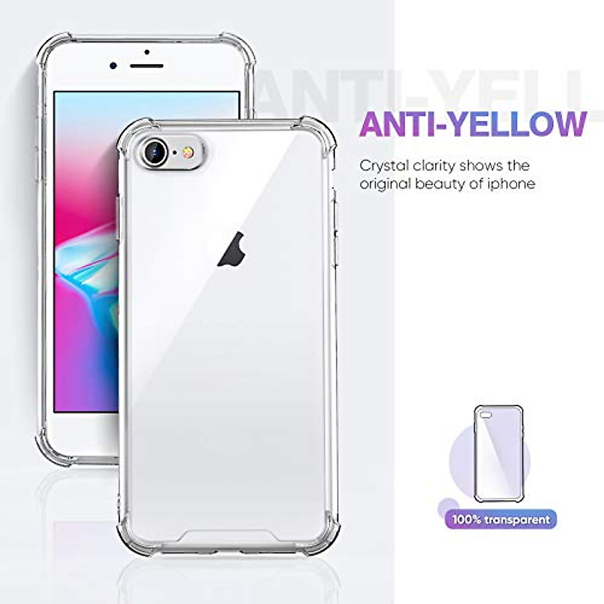 ORIbox ORIbox Case Compatible with iPhone SE Case 2022/2020, Compatible with iPhone 7/8 Case, Polycarbonate with 4 Corners Shockproof Protection Clear