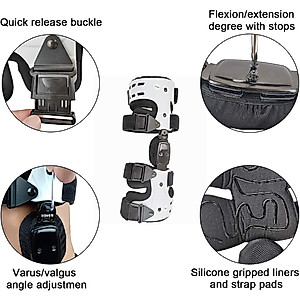 PHASFBJ Orthopedic Hinged Knee Brace, Knee Joint Splint Adjustable Leg Support Fracture Stabilizer for Men & Women ACL Ligament Injuries Sports Injuries Arthritis,Right