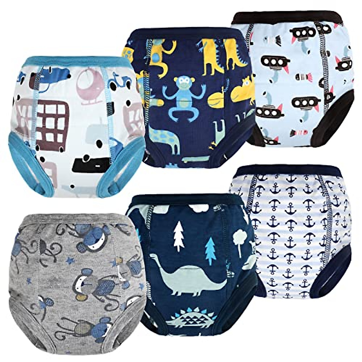 MooMoo Baby Training Pants 6 Packs Toddler Training Underwear for Boy and Girl Potty Training Car and Dinosaur 2T
