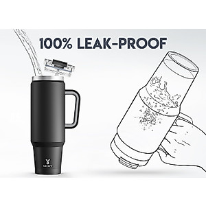 Meoky 40 oz Tumbler with Handle and Straw, Insulated Tumbler with Lid and Straw, Stainless Steel Travel Mug, Keeps Cold for 34 Hours, 100% Leak Proof, Fits in Car Cup Holder (Night)