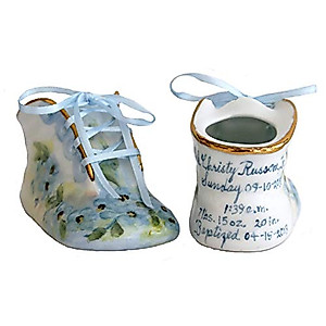 Porcelain Baby Shoe - Baptism or Christening - 100% Hand Painted Ceramic Baby Shoe Keepsake- Baby Dedication