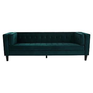Dolonm 90" Modern Sofa Couch, Deep Seat Sofa for Living Room, Velvet Couch with Button Tufted Design, 3-Seater Oversized Couch for for Living Room, Office, Apartment, Green