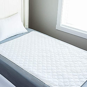 Tebery Toddler Mattress Pad Protector Slip-Resistant Waterproof Mattress Pad Cover for Bed Wetting Reusable, Soft Cotton Blend, Machine Washable[1 Pack]