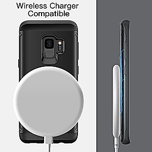 JETech Heavy Shockproof Case for Samsung Galaxy S9, Dual Layer Rugged Protective Phone Cover with Shock-Absorption (Black)