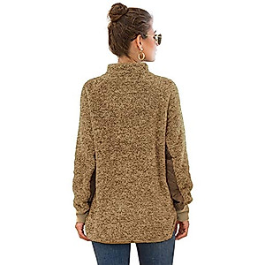 VIISHOW Womens Fashion Oversize Fluffy Fleece Sweatshirt Pullover Outwear With Pockets Brownish Yellow X-Small