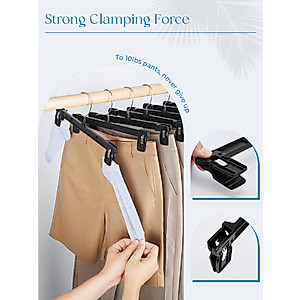 Titan Mall Pants Hangers 30 Pack 12inch Black Plastic Skirt Hanger with Non-Slip Big Clips and 360 Rotatable Hook, Durable and Sturdy Plastic Hanger, Elegant and Economical for Hanging Pants or Skirts
