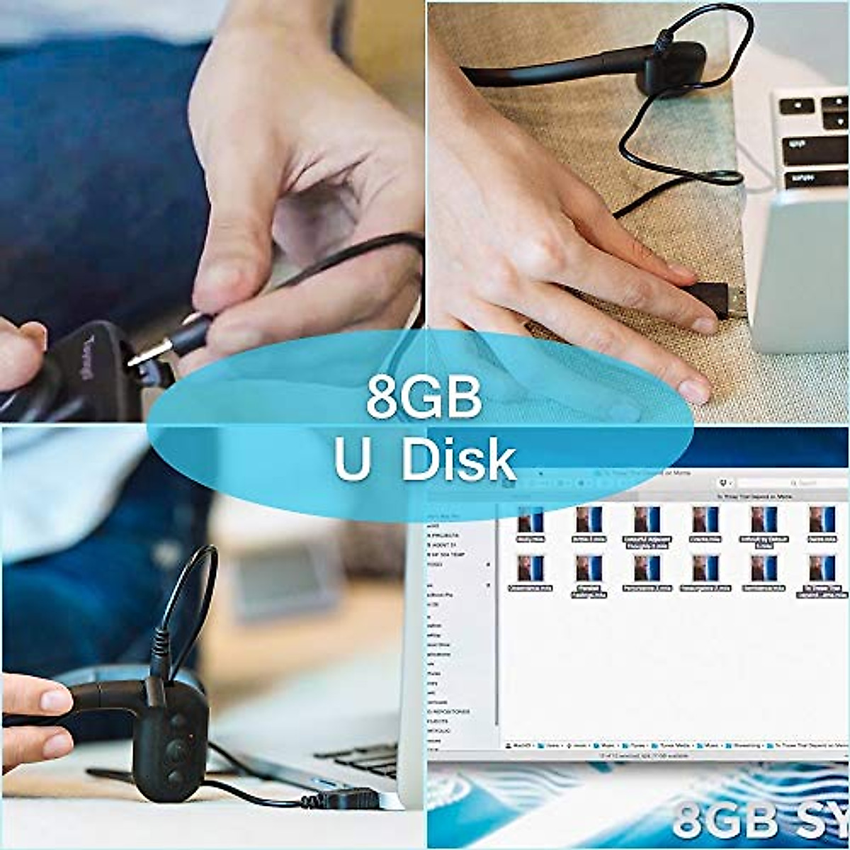 Bone Conduction Headphones Swimming, Tayogo IPX8 8GB Waterpoof Mp3 Player, Underwater Headsets for Swimming, Running, Cycling-Black