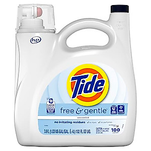 Tide Free & Gentle Liquid Laundry Detergent, 100 Loads, 132 fl oz, Tide Laundry Detergent, Clean Laundry Detergent