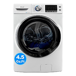 Smad 27 in. 4.5 Cu. Ft. Front Load Washing Machine with Quiet Inverter Motor, Steam and Water Plus Functions, Quick Wash, 12 Washing Cycles, 120V, White