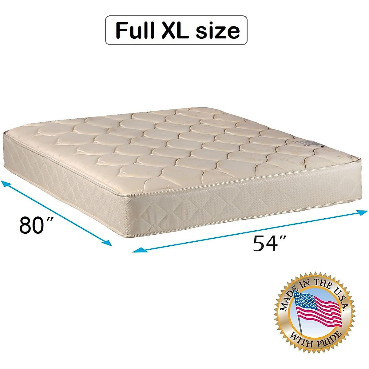 DS Solutions USA Comfort Classic Gentle Firm Full XL Mattress Only with Mattress Cover Protector