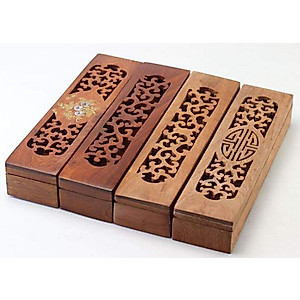 Black Temptation [Flower] Wooden Chopsticks Box Flatware Storage Box Cutlery Organizer Case