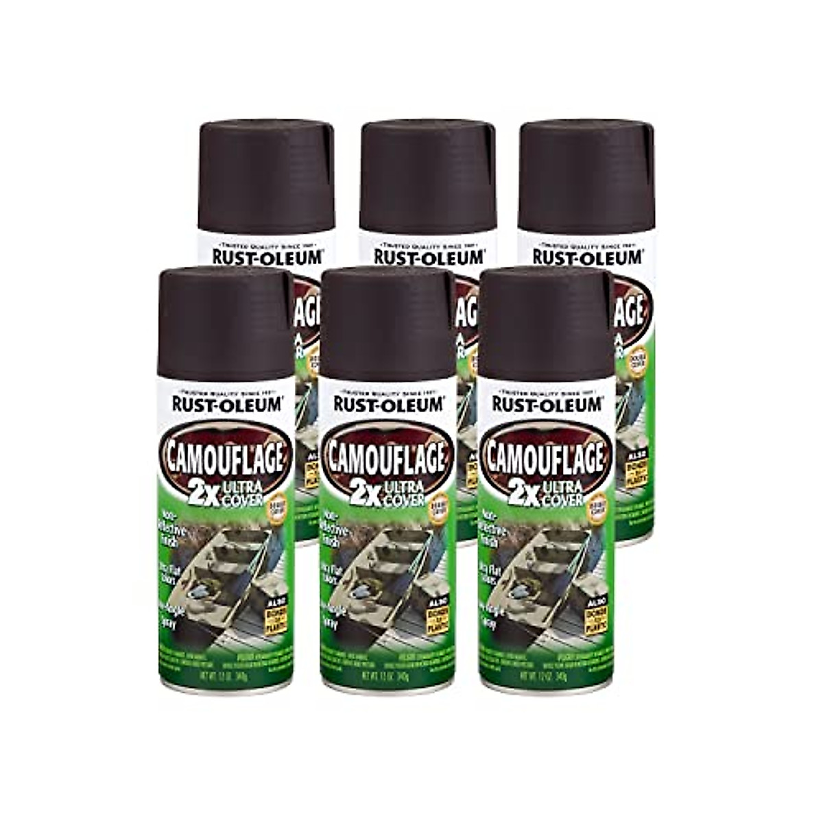 Rust-Oleum 279178-6PK Camouflage 2X Ultra Cover Spray Paint, 12 oz, Earth Brown, 6 Pack