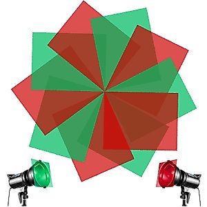 SAKOLLA 10Pcs Christmas Gel Filter - Red & Green Transparent Film 8.7 x 11 Inches Colored Overlays Correction Lighting Gels Plastic Sheets for Christmas Outdoor Landscape, Reading