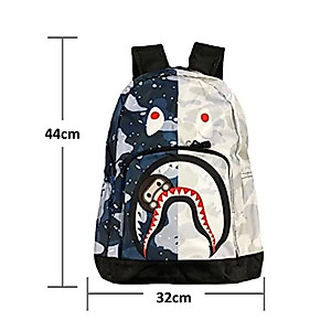 Fashion Shark Teeth Camo Backpack Laptop Backpack Big Capacity Bookbag Camouflage Pattern Backpack For Boys Girls