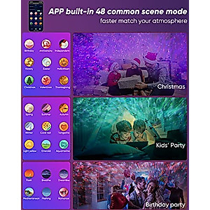 Star Projector Galaxy Night Light Projector - 48 Light Effect Themes, Remote Control, Bluetooth Speaker, Wi-Fi APP - Galaxy Projector for Bedroom, Kids Adults, Party Light, Room Decor
